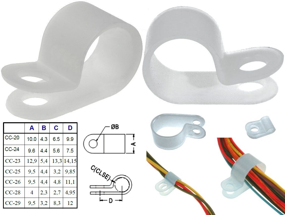 Sujeta cable abrazadera de nylon Natural para cables